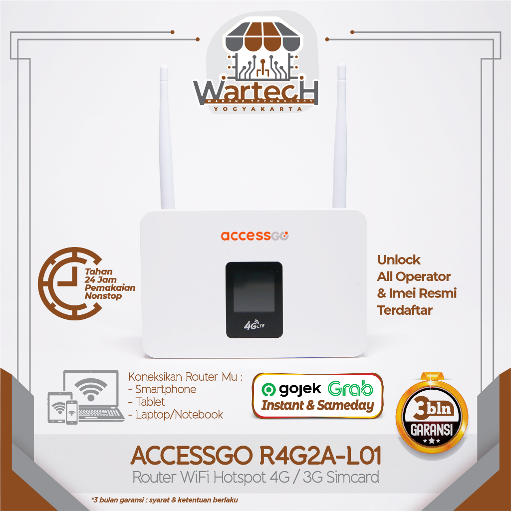 Jual Router Wifi Sim Card 4G AccessGo R4G2A - L01 Custom Imei Garansi ...