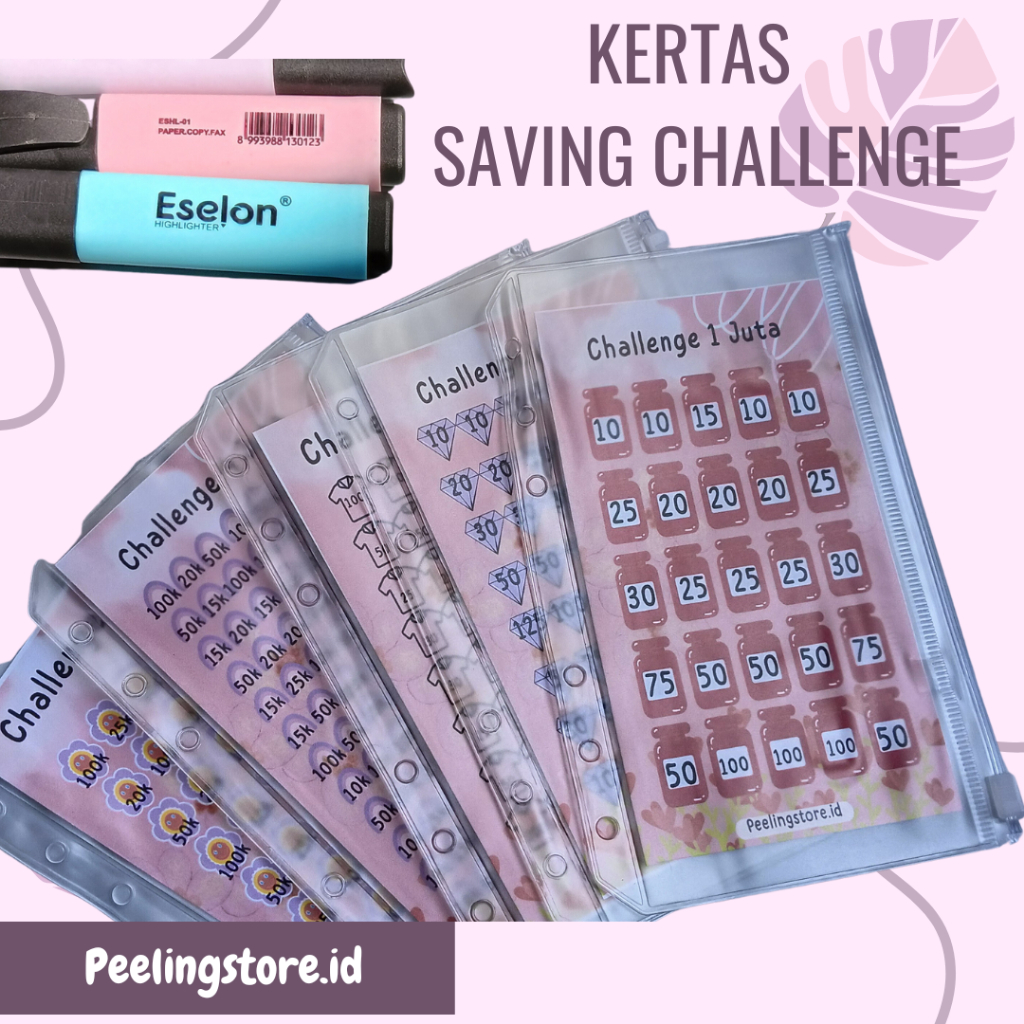 Jual MEDIA TABUNGAN WAJIB ( ISI BINDER) / KERTAS SAVING CHALLENGE JUTAAN TANPA LUBANG | Shopee ...