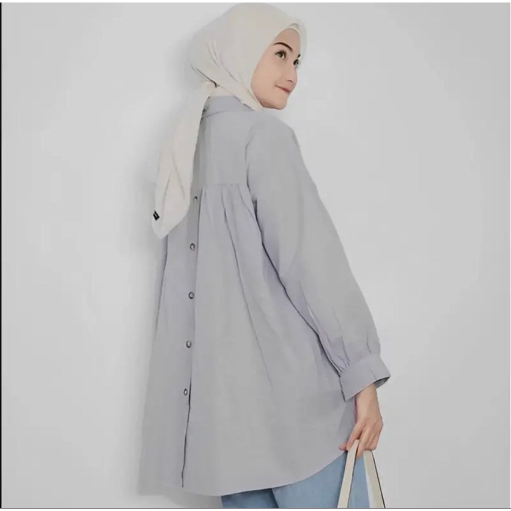 Jual carren linen shirt/kemeja wanita over size//Rika top blouse linen ...