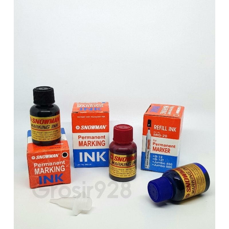 Jual Refill Ink Permanent / Isi Tinta Permanen Snowman MIG-20 / Tinta ...