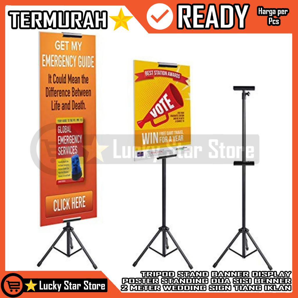 Jual Tripod Photo Banner Baner Teripod Display 2 Sisi Layar Standing ...