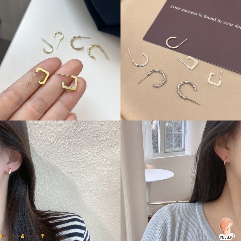 Jual 3set Hoops geometry Earring (925 silver)/ Anting Hoop Korea ...