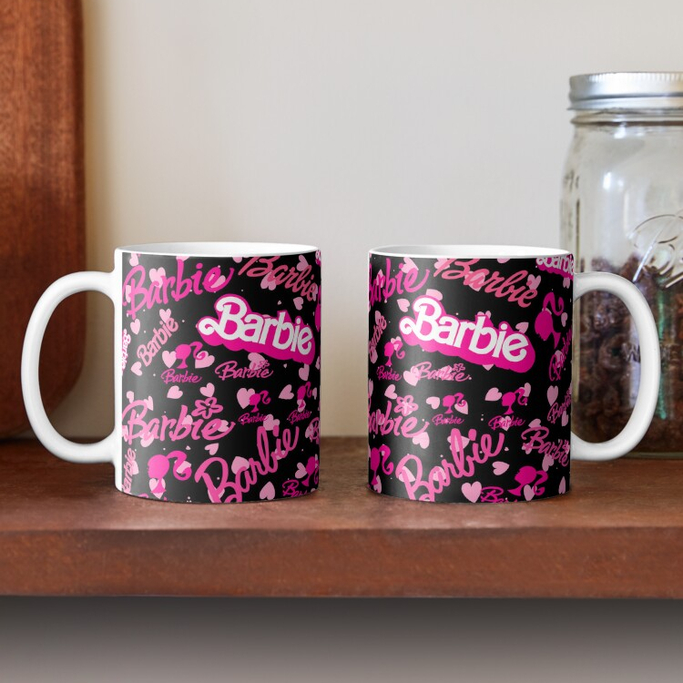 Jual All Barbie Logo Collage Pattern Art Black Mug Keramik | Shopee ...