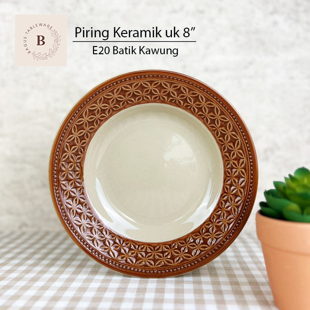Jual Piring makan keramik 21cm motif Batik Kawung LL C | Shopee Indonesia