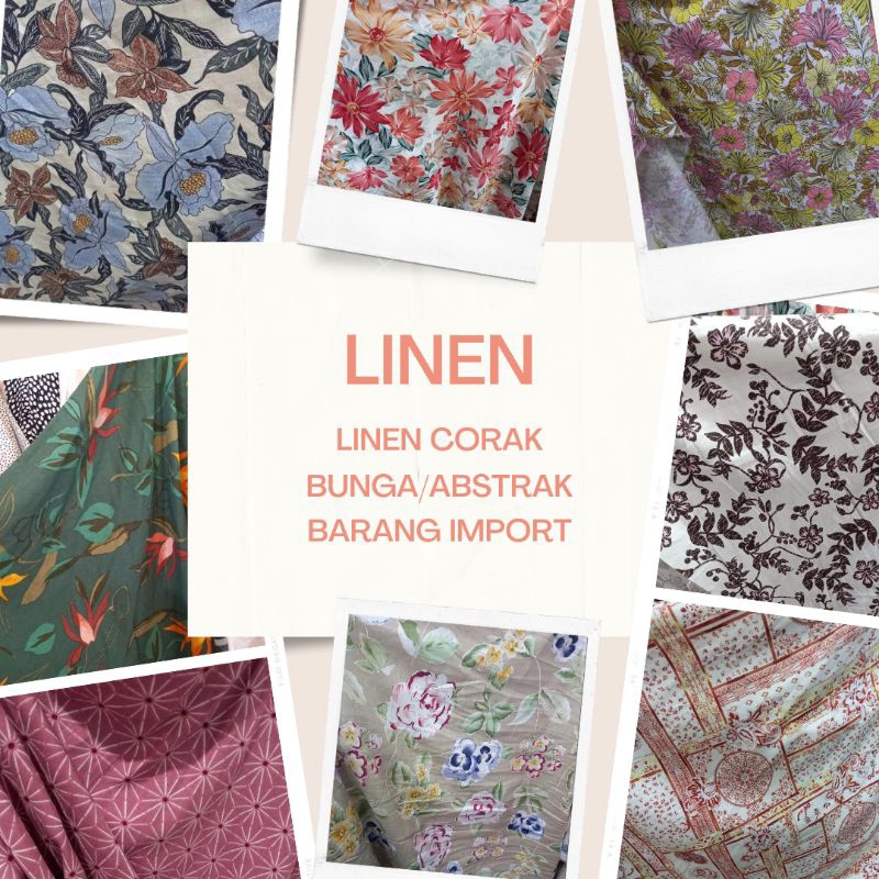 Jual KAIN BAHAN LINEN CORAK BUNGA DAN ABSTRAK STOCKLOAD #GARMENT Uk ...