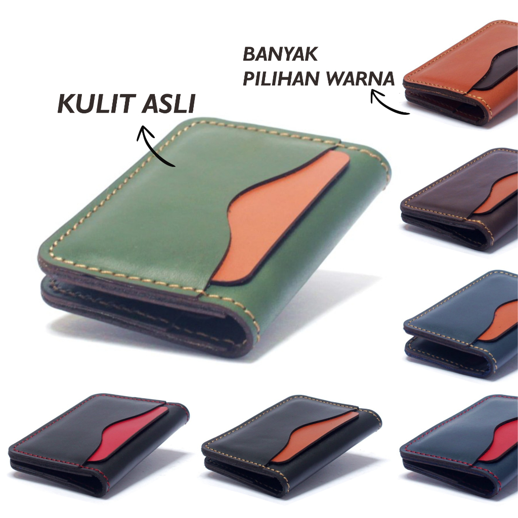 Jual dompet kartu kulit asli kombinasi dua warna hijau tan PHWL704 ...