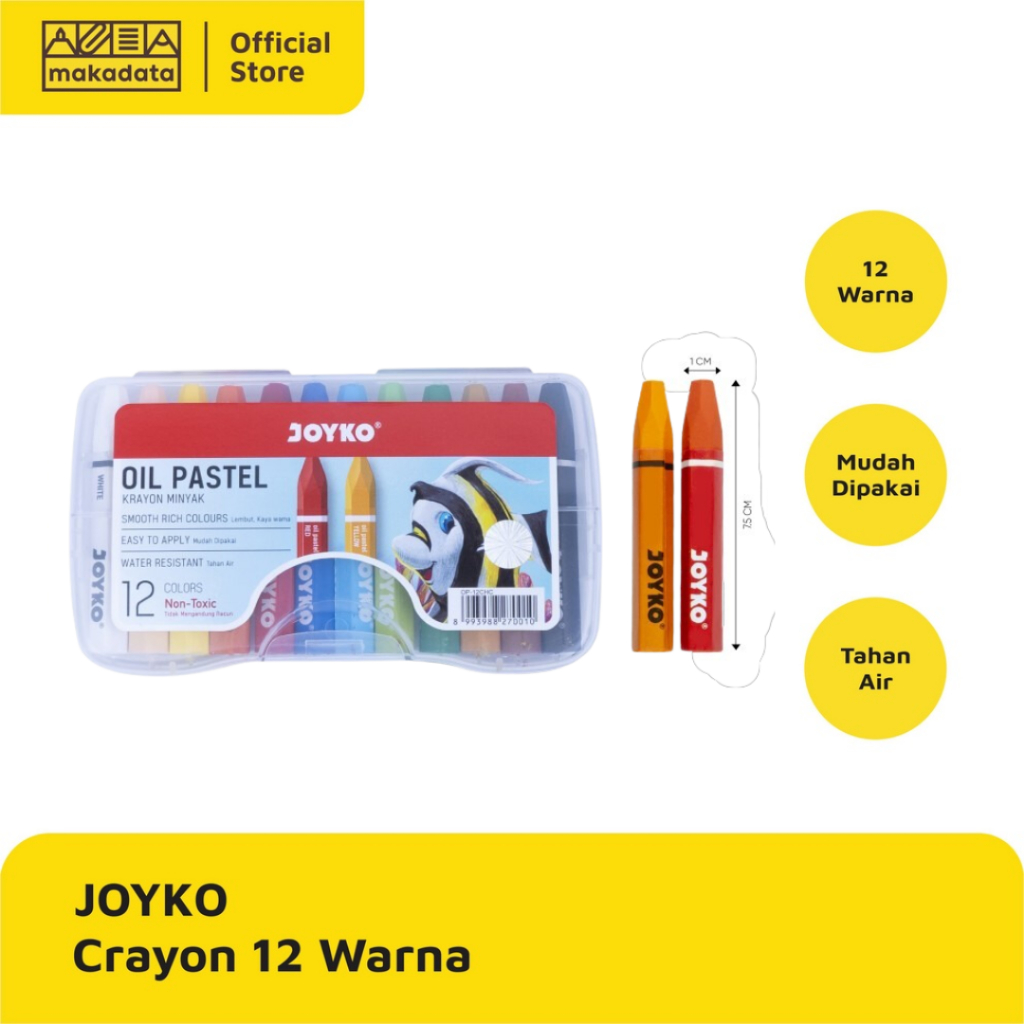 Jual CRAYON / OIL PASTEL JOYKO ISI 12 WARNA MURAH | Shopee Indonesia