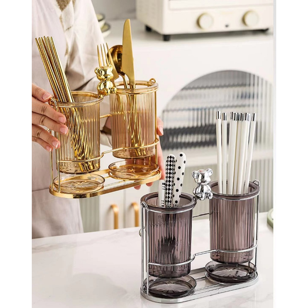 Jual Mi.more Holder Tempat Sumpit Sendok Garpu Bear /Hitam/Puith Drain ...