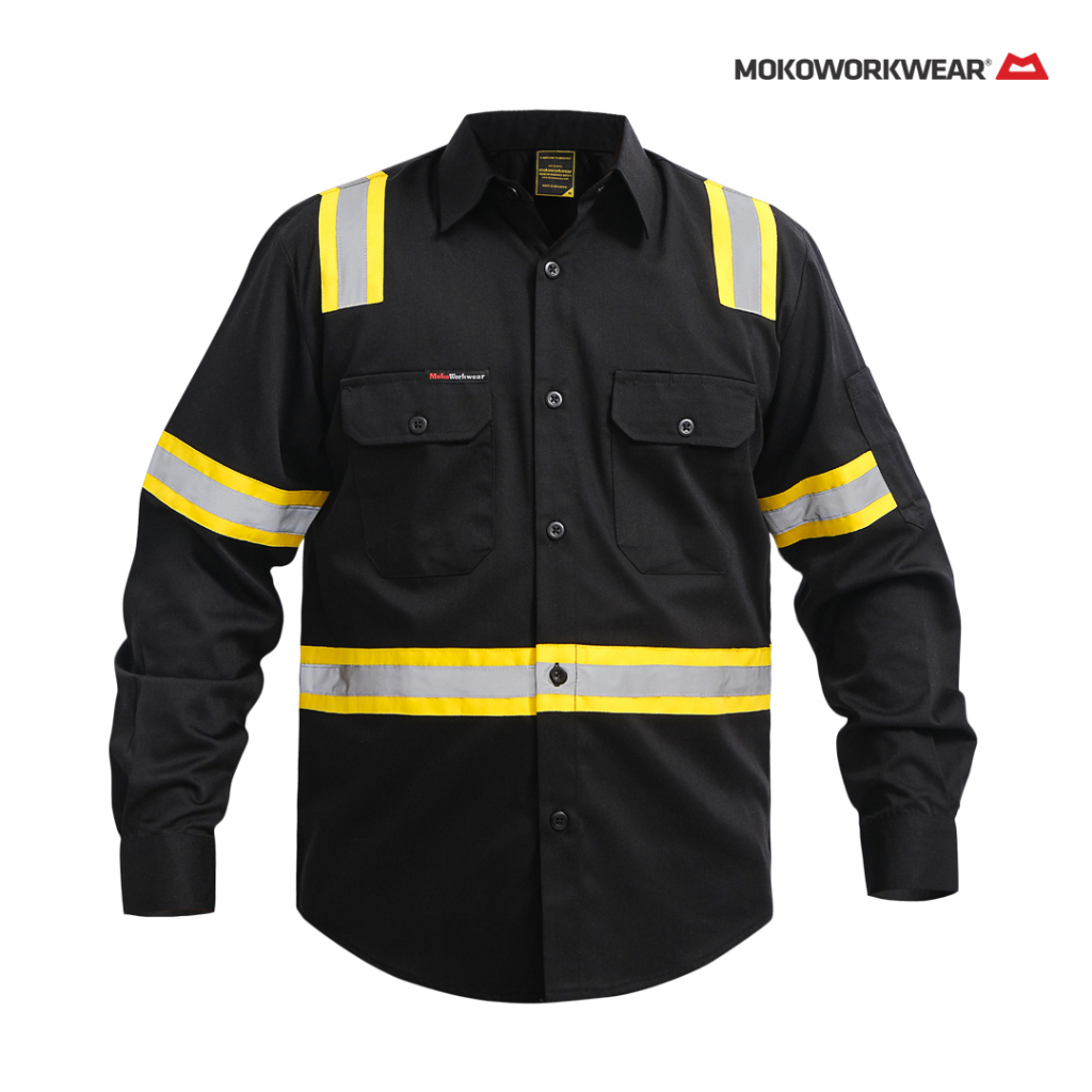 Jual Mokoworkwear Baju Safety warna hitam, Wearpack Safety lengan ...