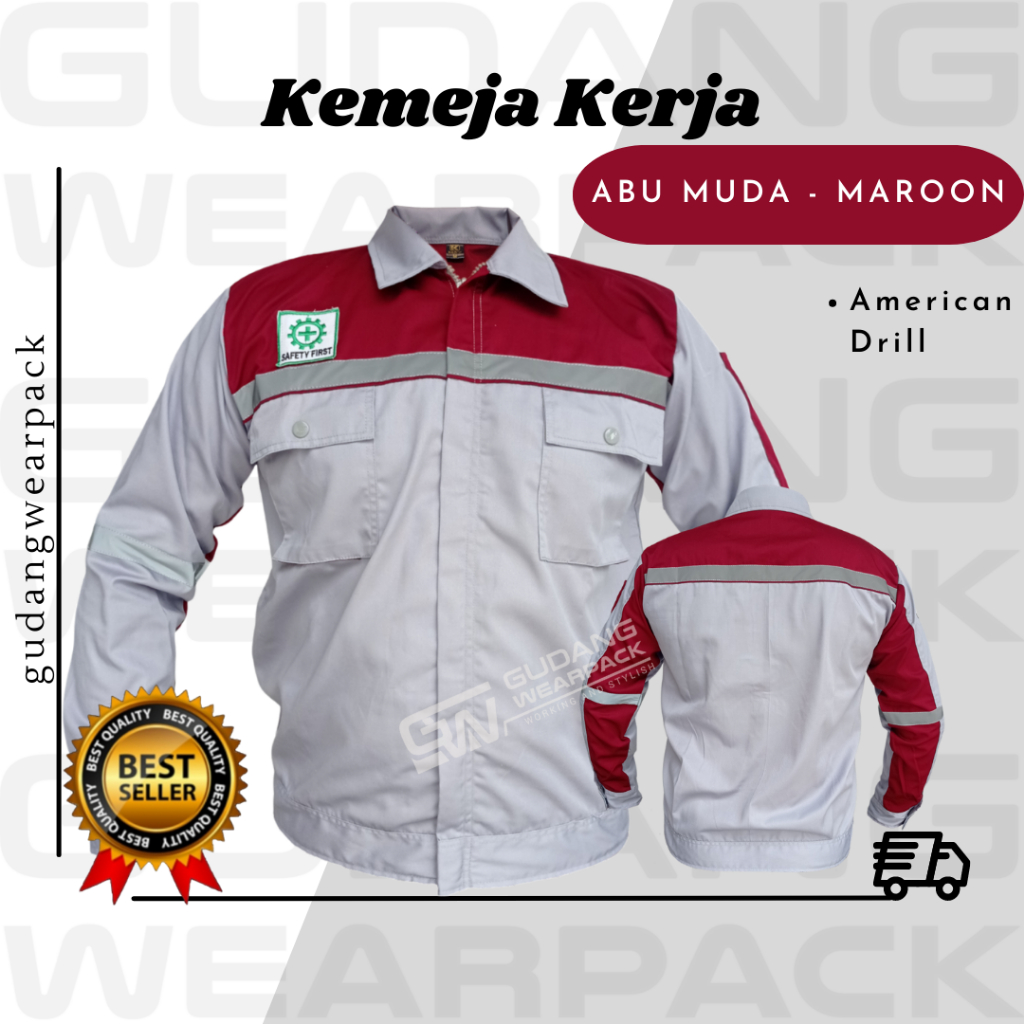 Jual Gudang Wearpack - Baju Kerja Seragam Proyek Warna Abu Muda ...