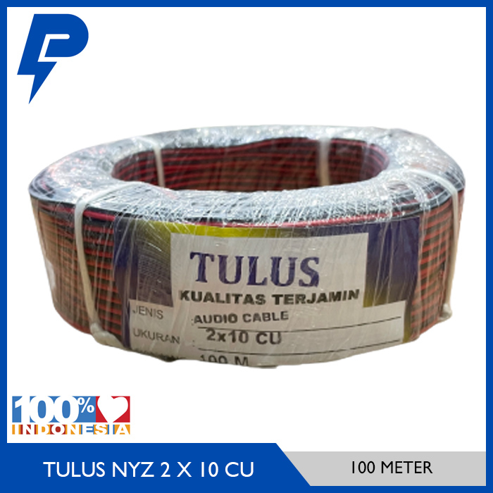 Jual TULUS KABEL LISTRIK MERAH HITAM SERABUT 2X10 Cu 100 Yard GROSIR ...