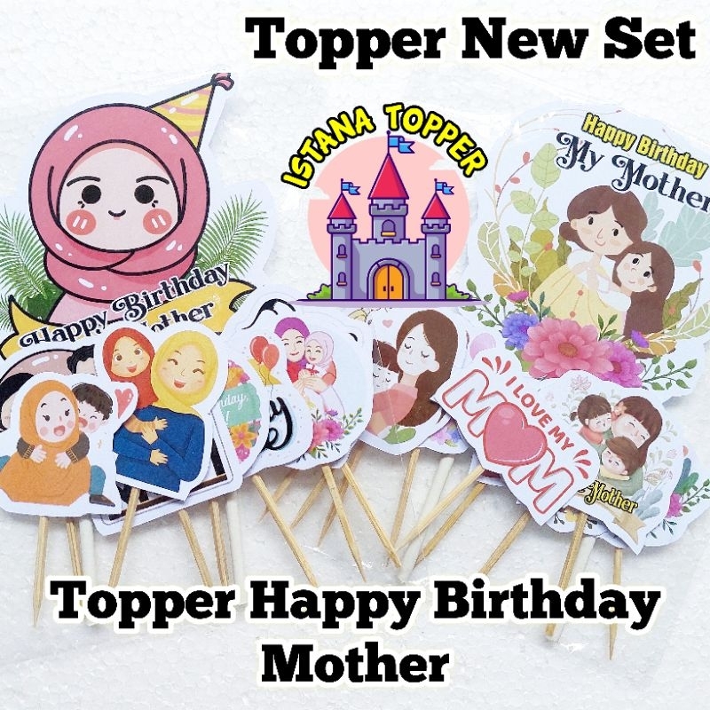 Jual Topper New Set Isi 10 Happy Birthday Ibu / Topper Ultah Topper ...