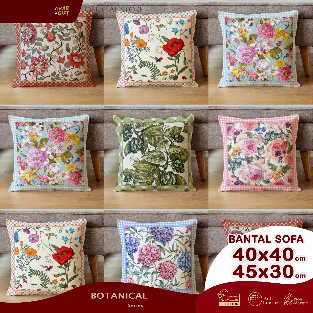 Jual Bantal Motif Floral Bunga Botanical 40x40 dan 45x30 cm Summer Chic ...