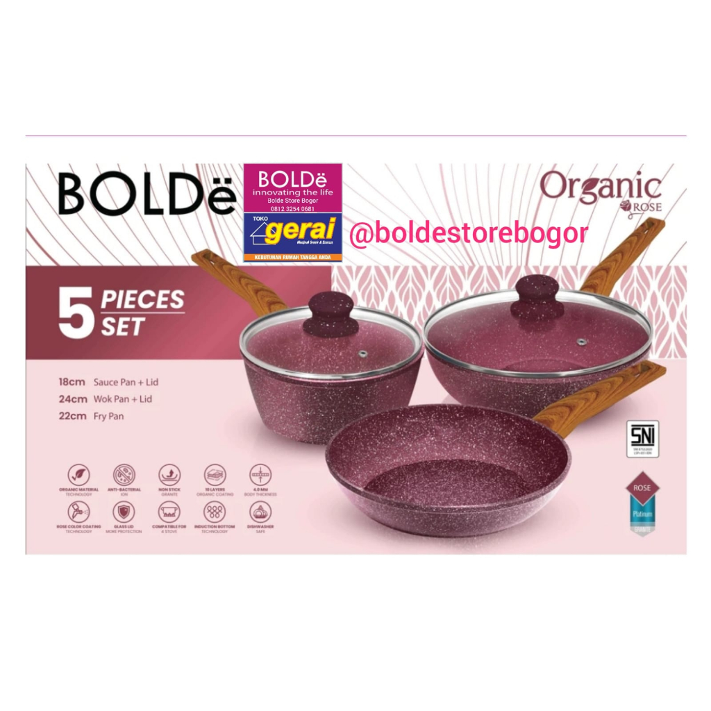 Jual BOLDE ORGANIC ROSE PAN SET 5PCS | Shopee Indonesia