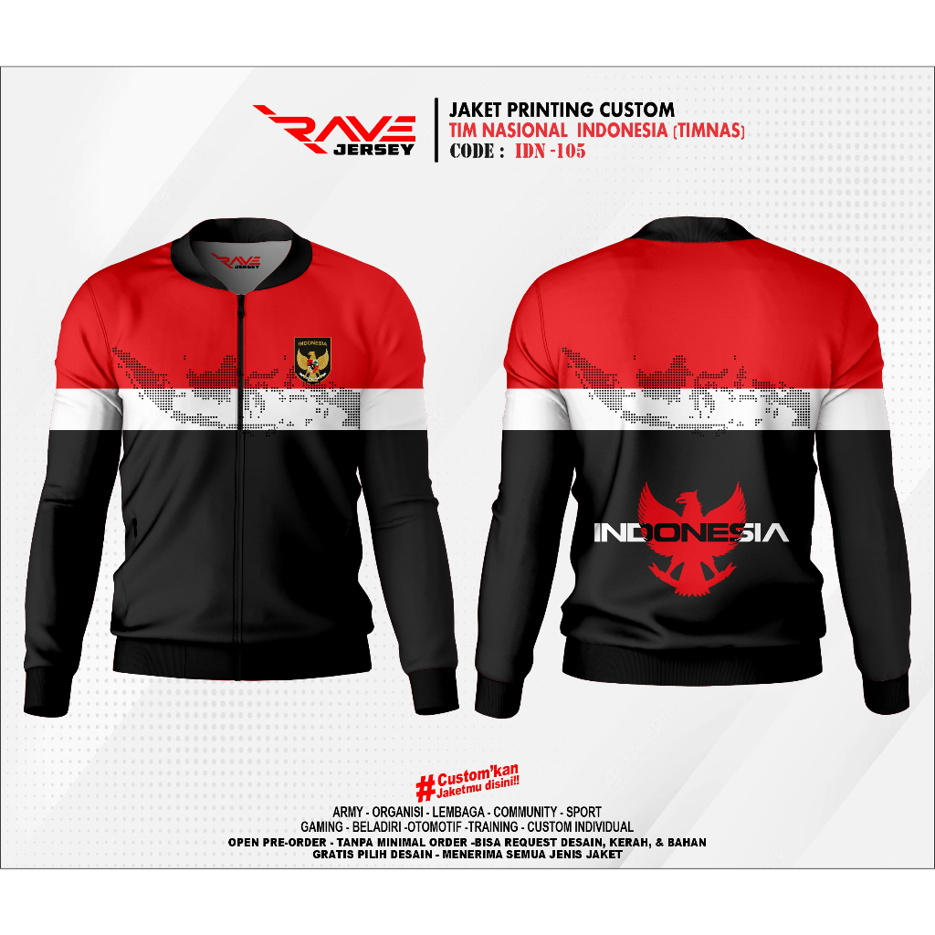 Jual JAKET TIMNAS INDONESIA SESI 1 FULL PRINTING SUBLIM CUSTOM (DESAIN ...