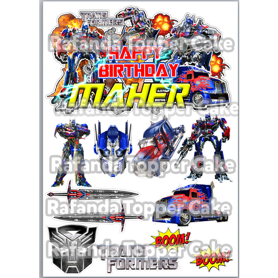 Jual topper kue ultah Transformers gratis custom nama | Shopee Indonesia