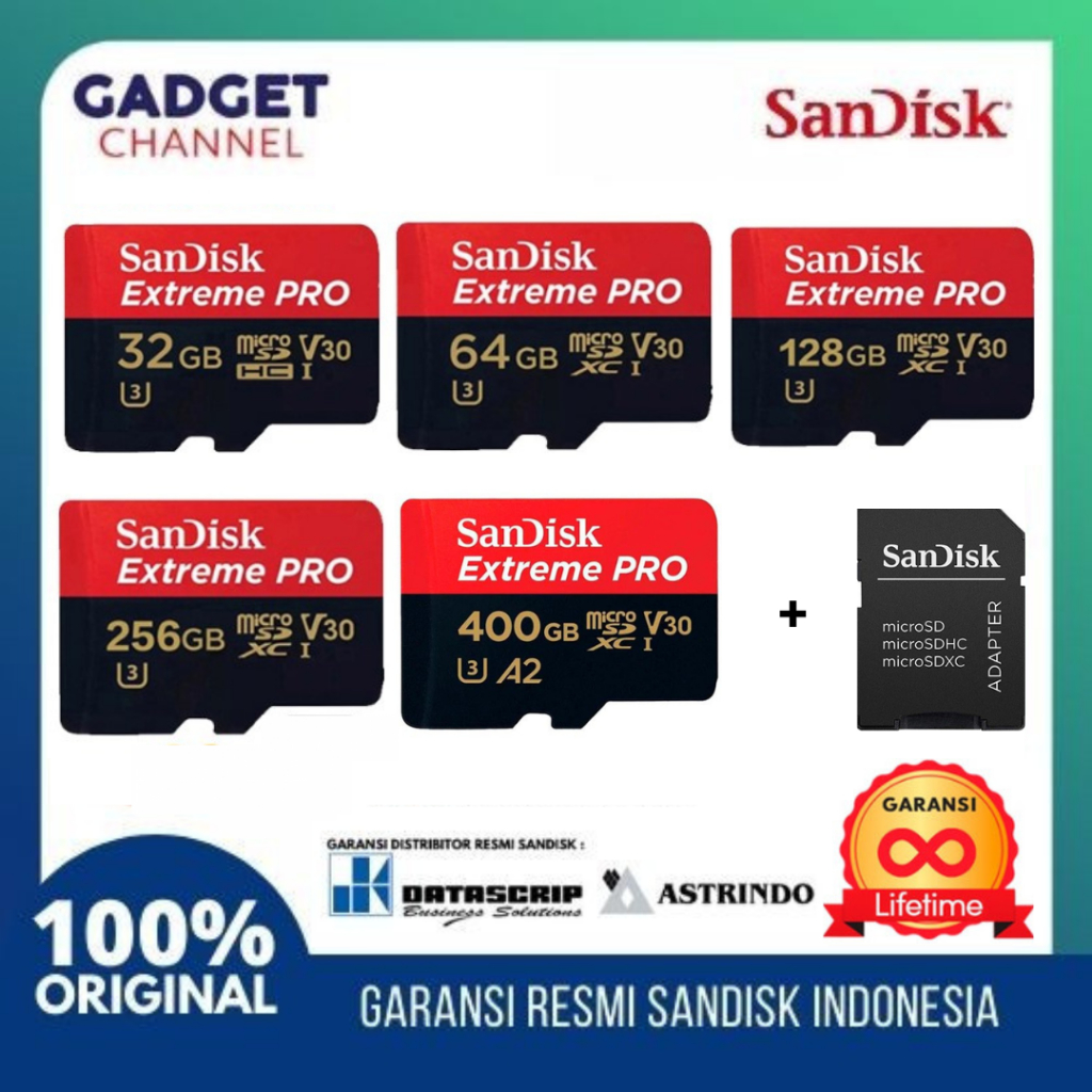 Jual SanDisk Micro SD Extreme Pro 32GB/64GB/128GB/256GB - Garansi ...