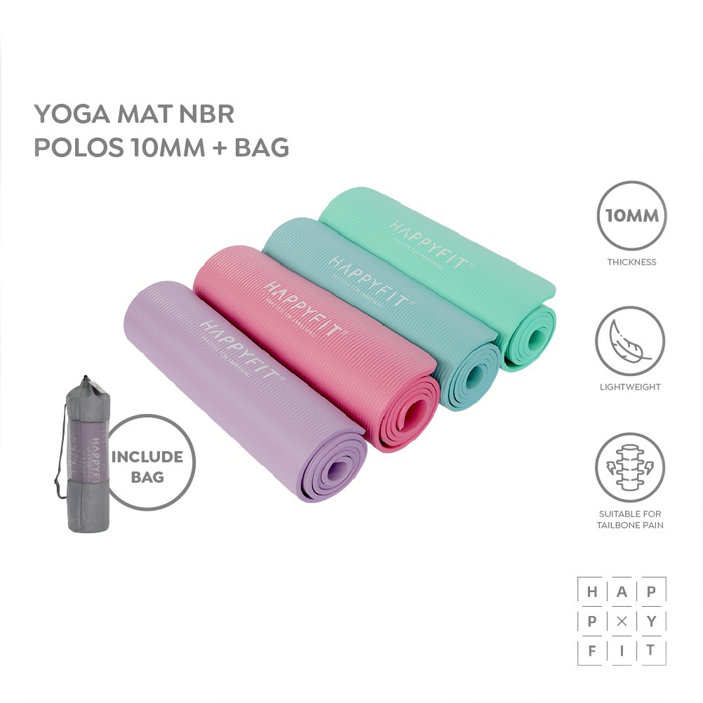 Jual HAPPYFIT - Yoga Mat Pastel NBR 10mm (FREE TAS) / Matras Yoga ...