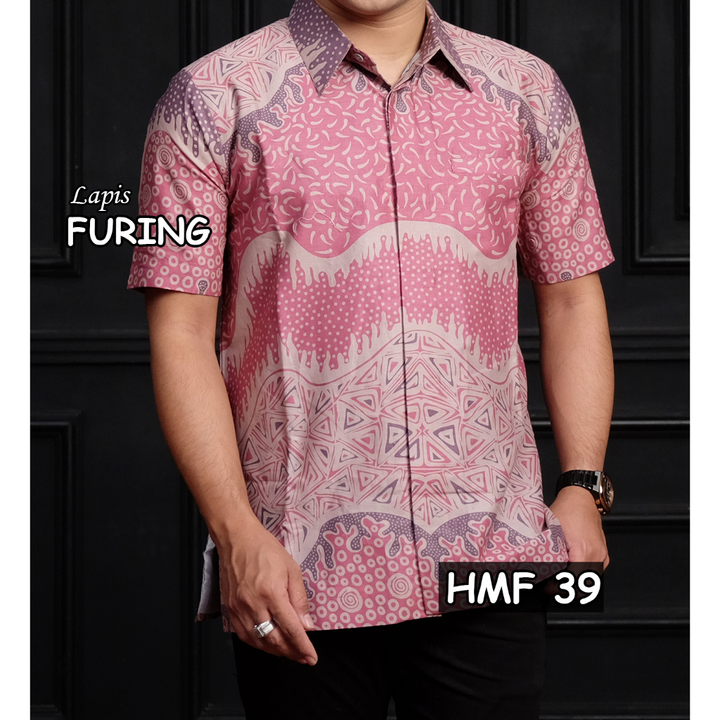 Jual Hem Furing Kemeja Pink Batik Pink Pria Lengan Pendek Lapis Furing ...