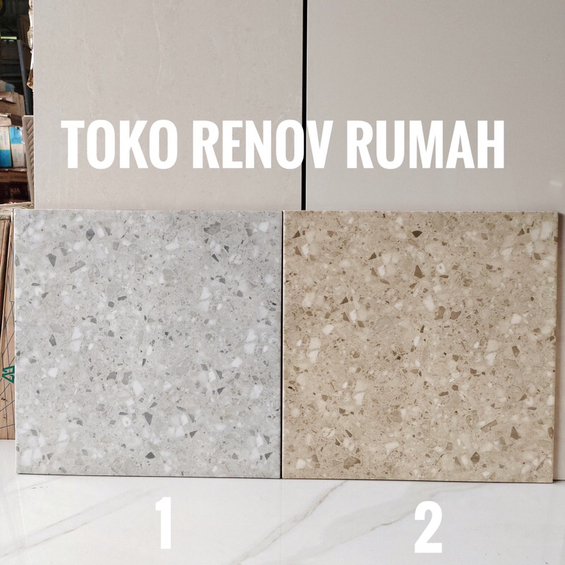 Jual keramik 40x40 motif teraso (glossy)/ keramik terazzo/ keramik ...