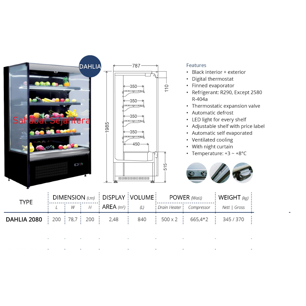 Jual GEA Multideck Opened Chiller DAHLIA 2080 Kabinet Penyimpan Kulkas Super Market Pemajang ...
