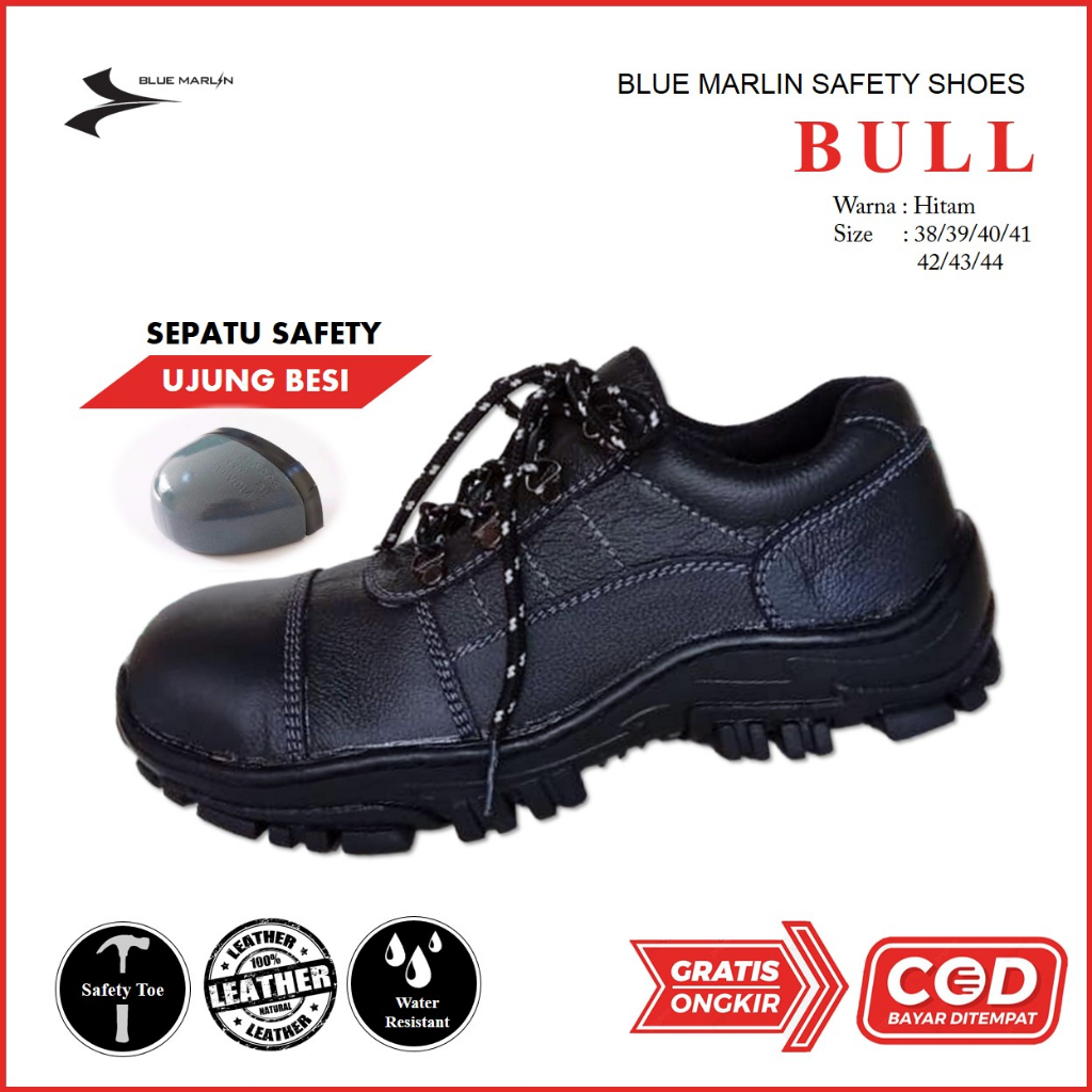 Jual Sepatu Kerja Safety Shoes Blue Marlin BULL | Shopee Indonesia