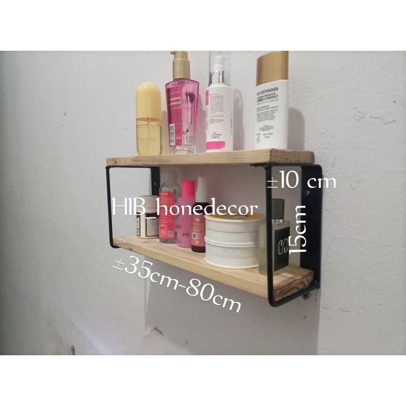 Jual Rak tempel dinding 2 susun (1set+kayu+skrup dan fischer untuk ...