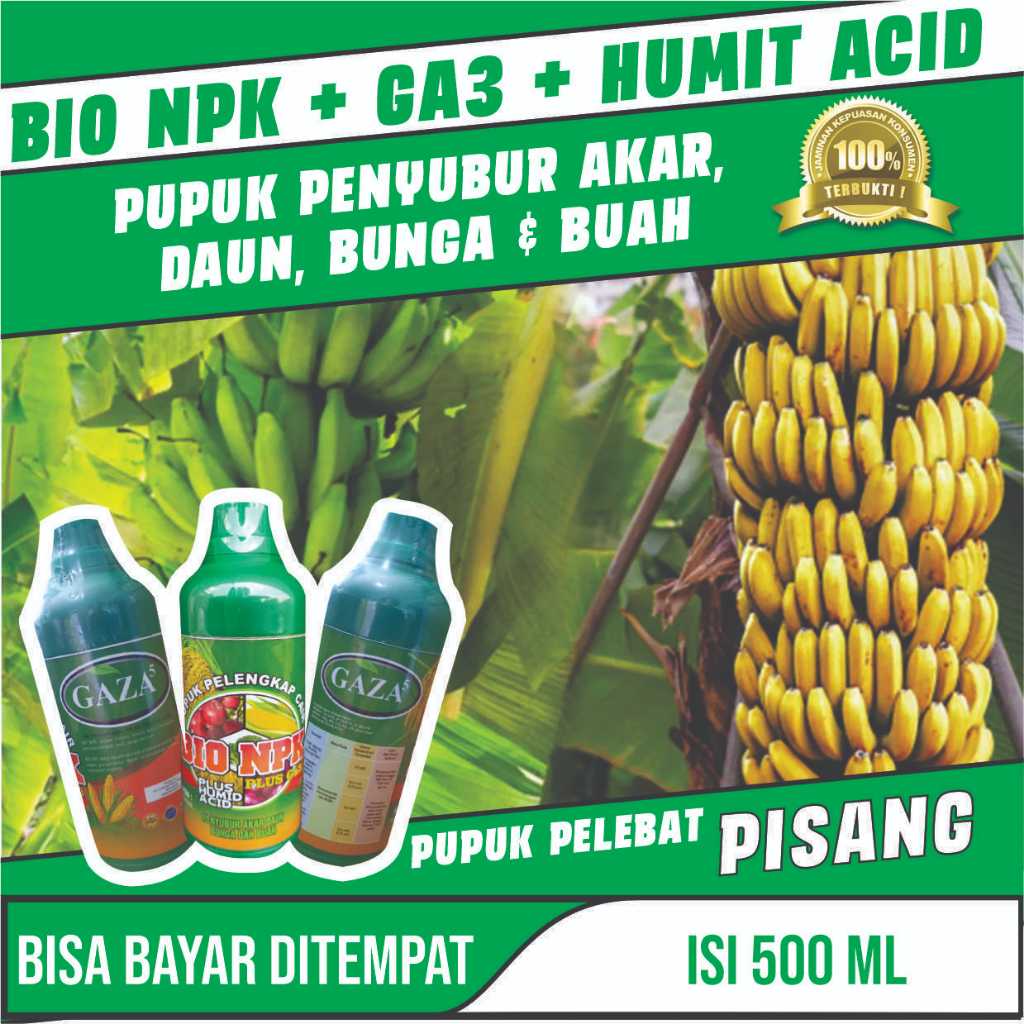 Jual Promo Pupuk Buah Pisang Ambon Berbuah Lebat BIO NPK GAZA 500ML Pupuk NPK Cair untuk Tanaman ...