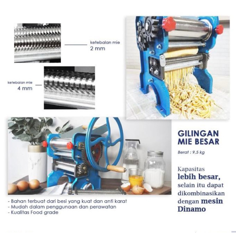 Jual Gilingan mie manual TEBAL 2 pisau 150mm 2 mm & 4 mm Noodle maker | Shopee Indonesia