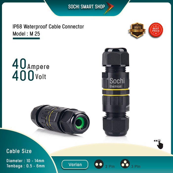 Jual Konektor IP68 M25 Waterproof Sambungan Kabel Listrik Socket 4-6mm ...