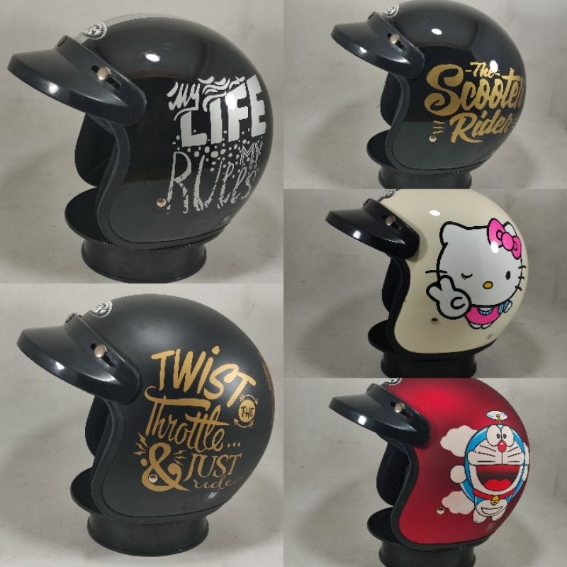Jual HELM BOGO RETRO MOTIF MERK GTX ALL COLOUR | Shopee Indonesia