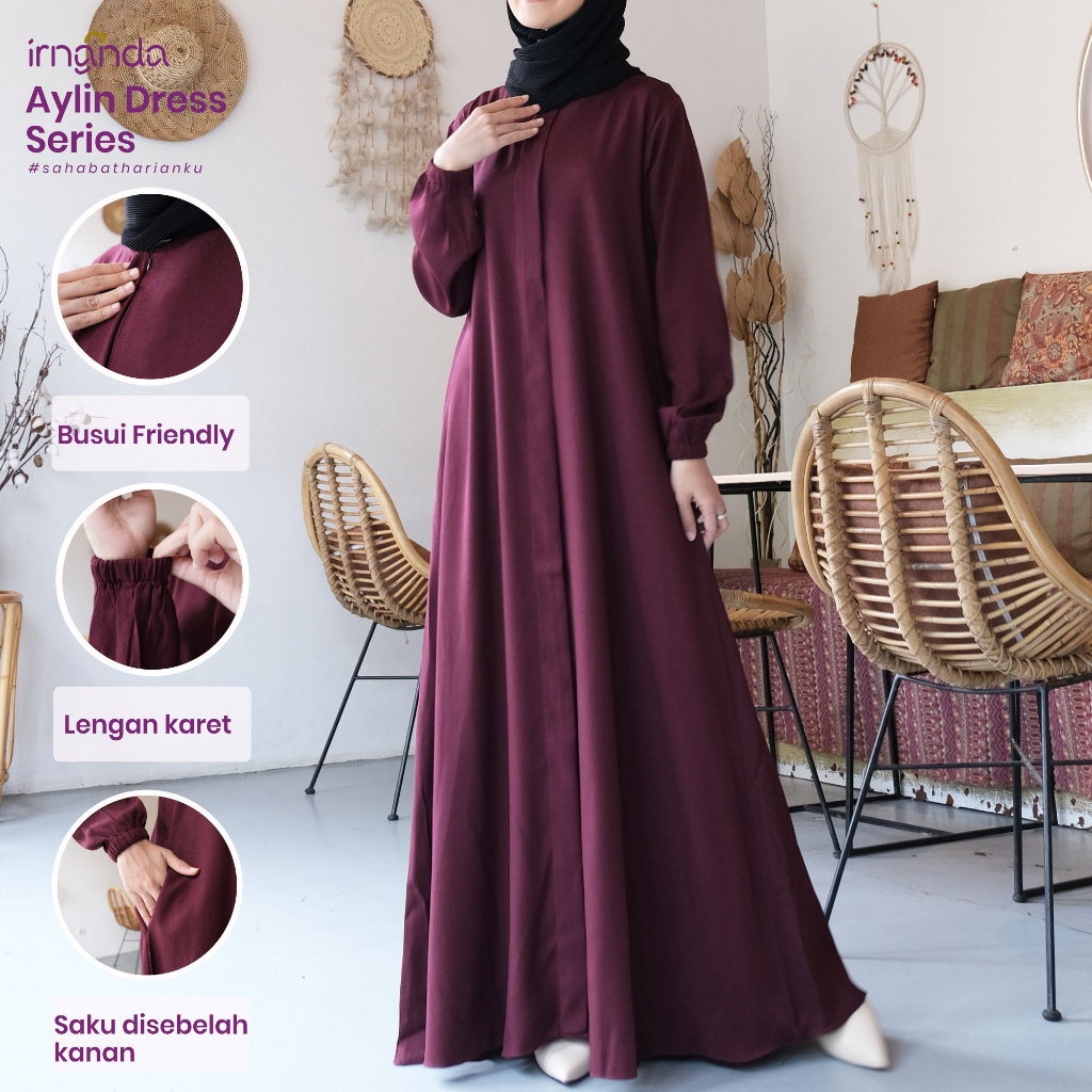 Jual Irnanda X Sheza | Gamis Crinkle Airflow Aylin - Geya - Aufaa ...