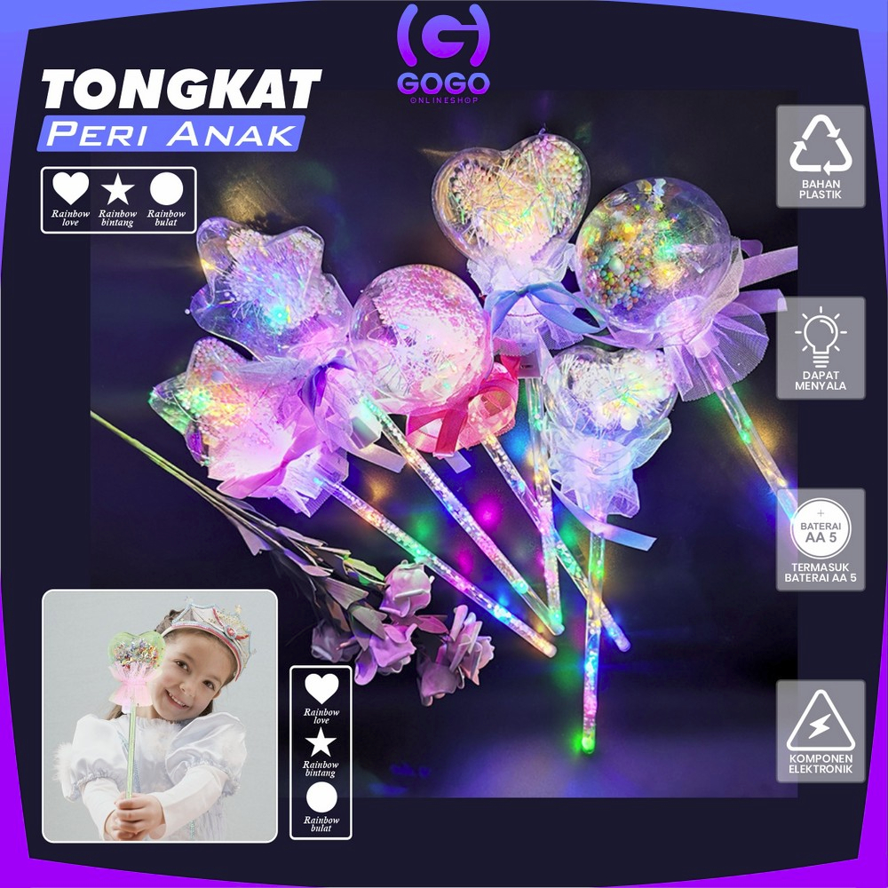 Jual GOGO-M319 Mainan Anak Tongkat Peri Bintang Stik Lampu LED Warna ...