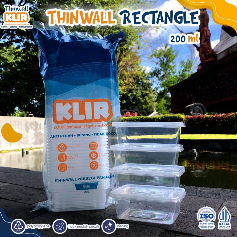 Jual Thinwall Persegi Panjang 200ml Tutup Wadah Plastik Box Dessert