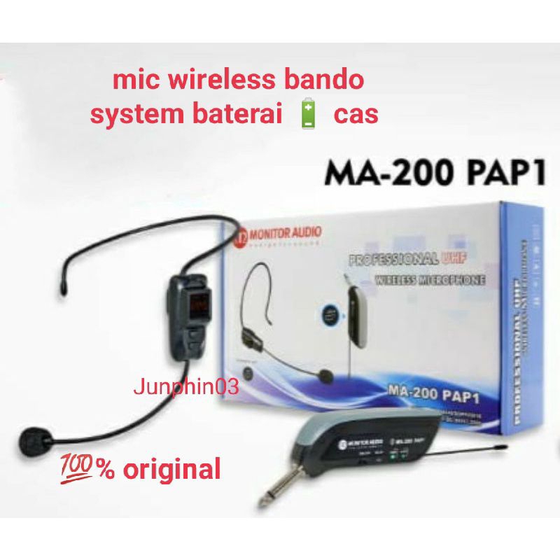 Jual Mic wireless bando/headset monitor audio MA-200 PAP 1 microphone ...