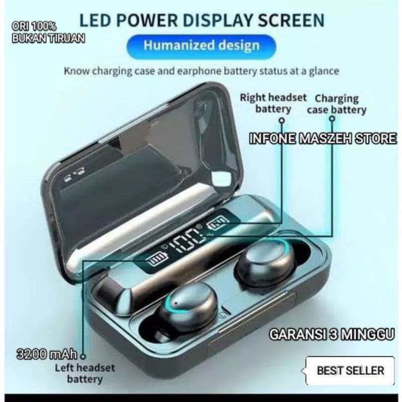 Jual HEADSET TWS F9 ORI 100% Kualitas Premium ELEGAN MODEL TERBARU ...