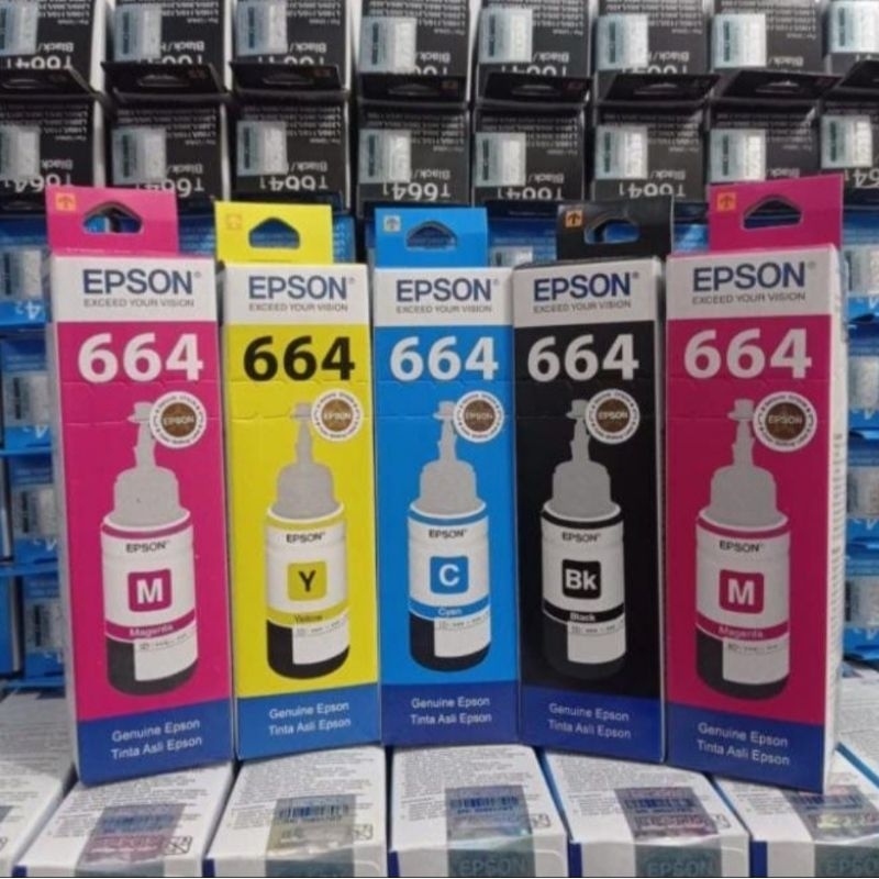 Jual TINTA EPSON 664 ORIGINAL 100% (Black,Cyan, Magenta, Yellow) | Shopee Indonesia
