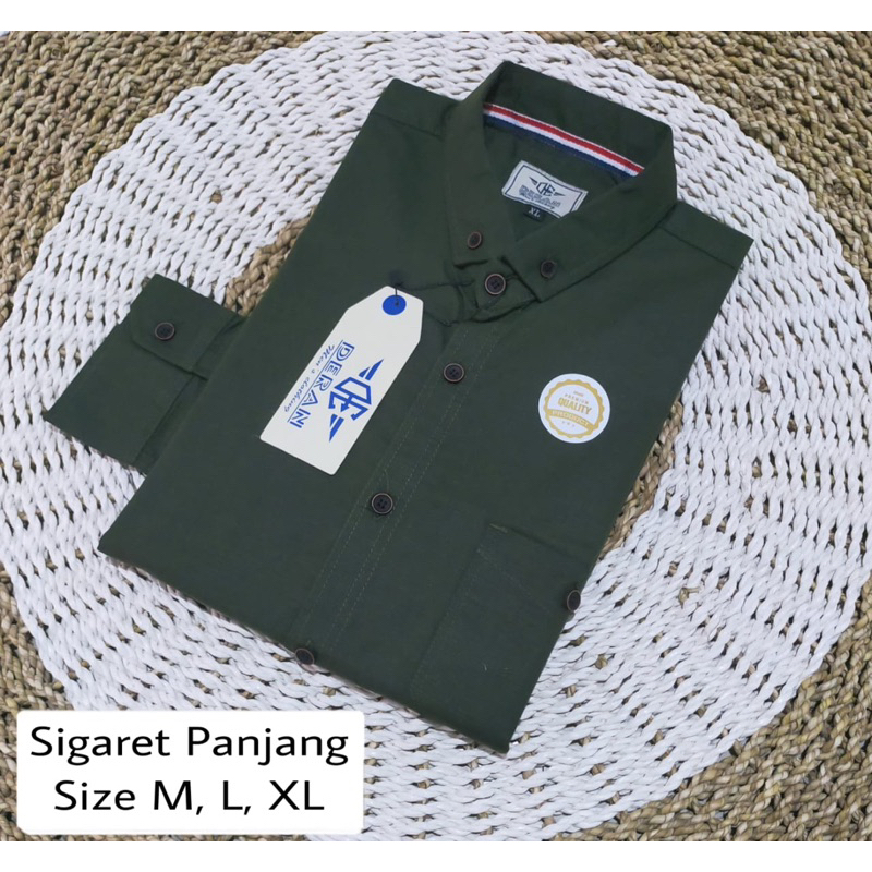 Jual Kemeja panjang polos warna ijo army/ kemeja polos pria terbaru ...