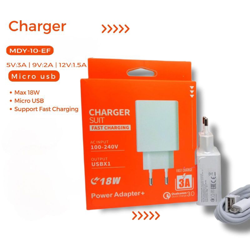 Jual CHARGER MDY-10-EF FAST CHARGING 18W KABEL MICRO USB | Shopee Indonesia