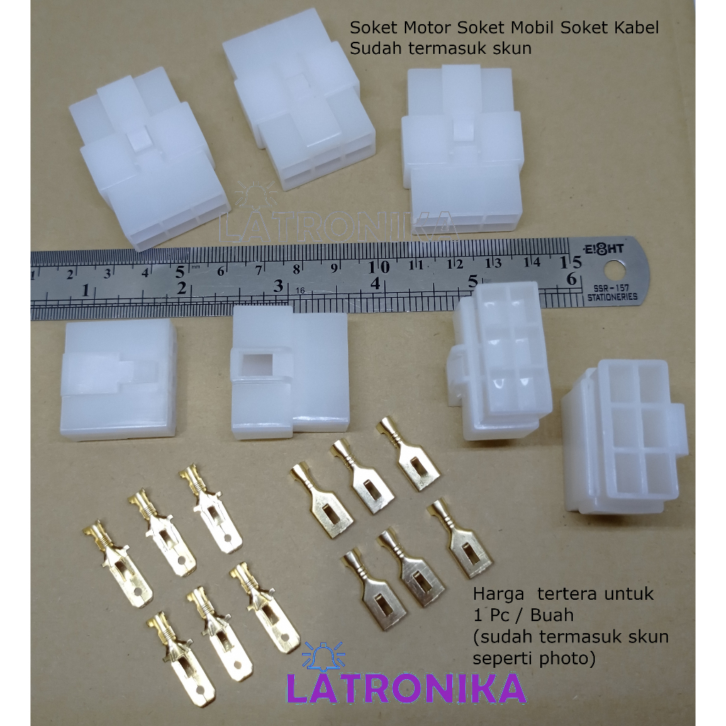 Jual Soket Motor Mobil 6 Pin Besar + Skun Socket 6Pin Konektor Kabel 6P ...