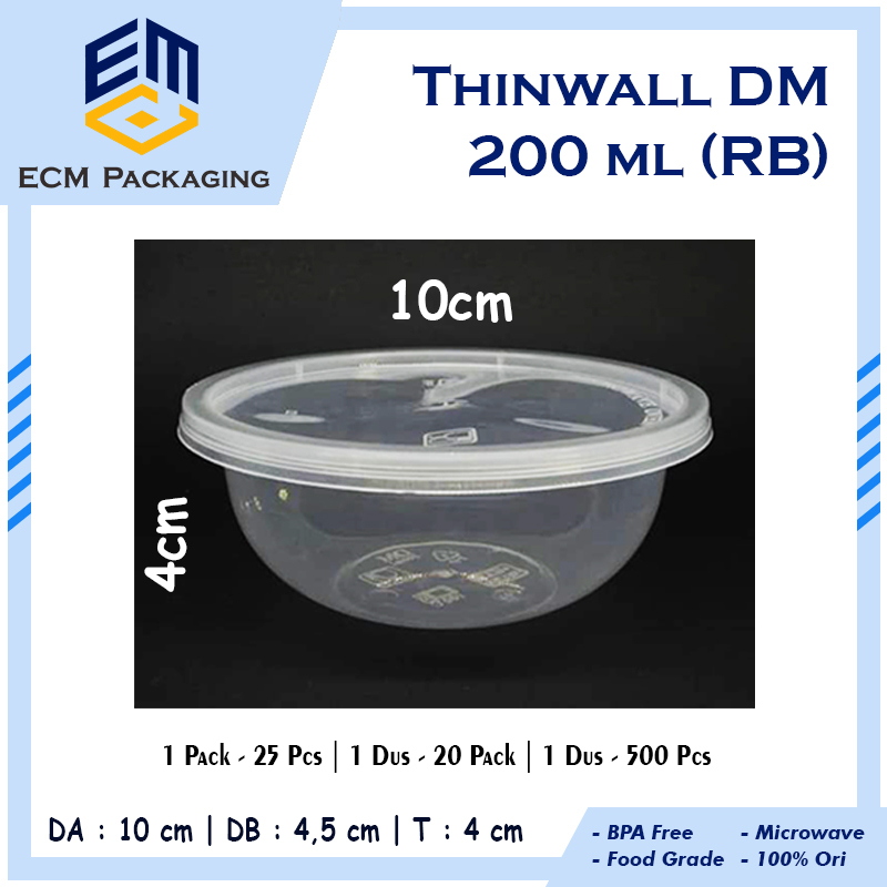 Jual Thinwall Dm Food Container Kotak Makan Plastik 200ml Rb Round