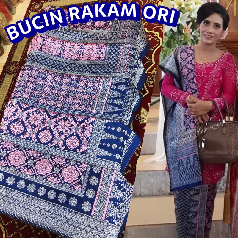 Jual Songket Bunga Cina Rakam Kandang ORI pink Muda dasar biru/ songket ...