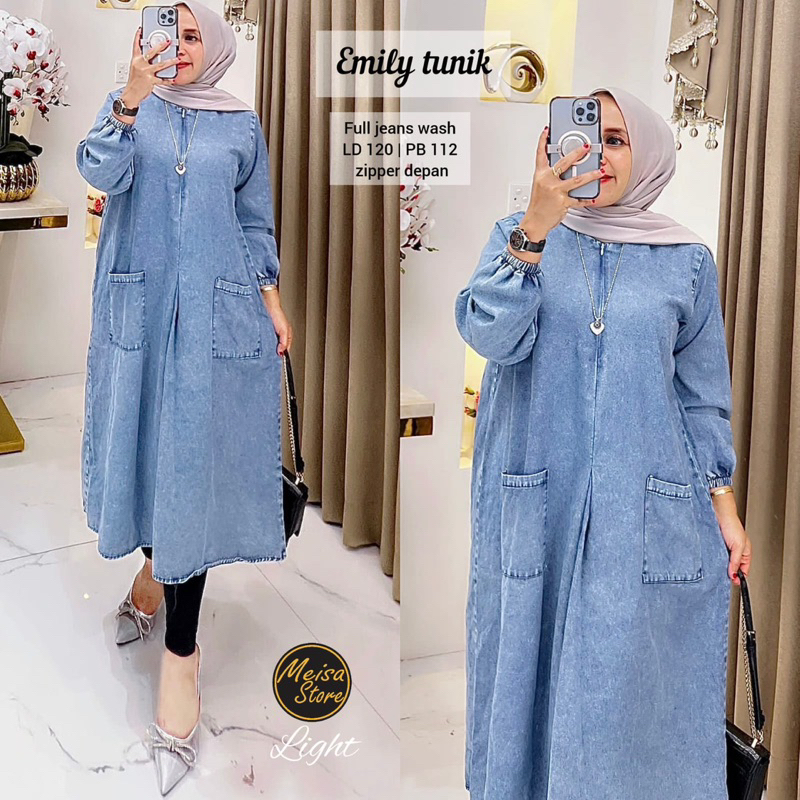 Jual EMILY TUNIK JEANS BY MEISA 21.07 | Shopee Indonesia