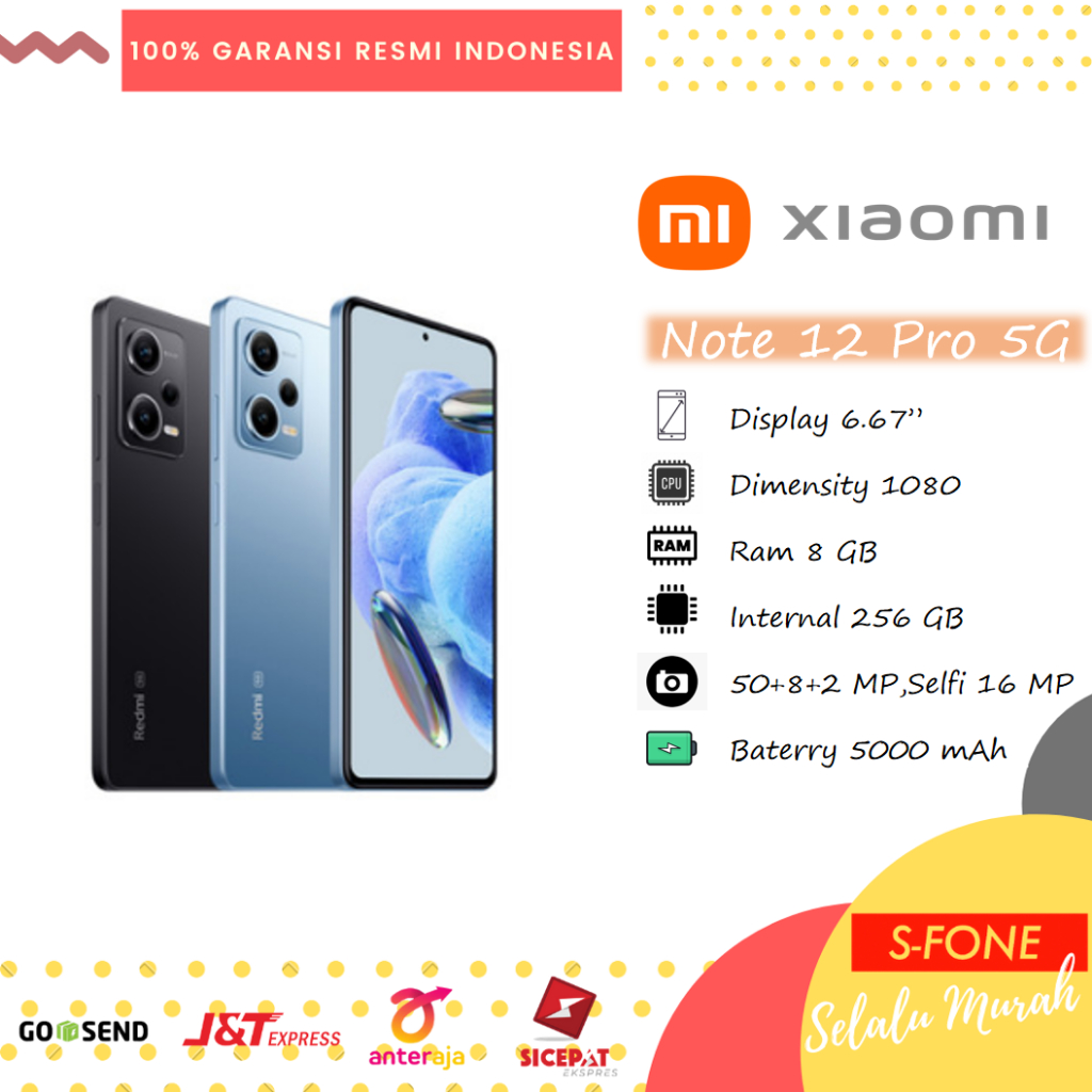Jual Xiaomi Redmi Note 12 Pro 5G 8/256GB Garansi Resmi | Shopee Indonesia