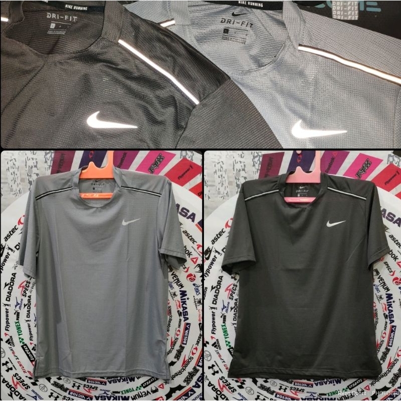 Jual Jersey running import logo reflective jersey mens sport wear grey ...