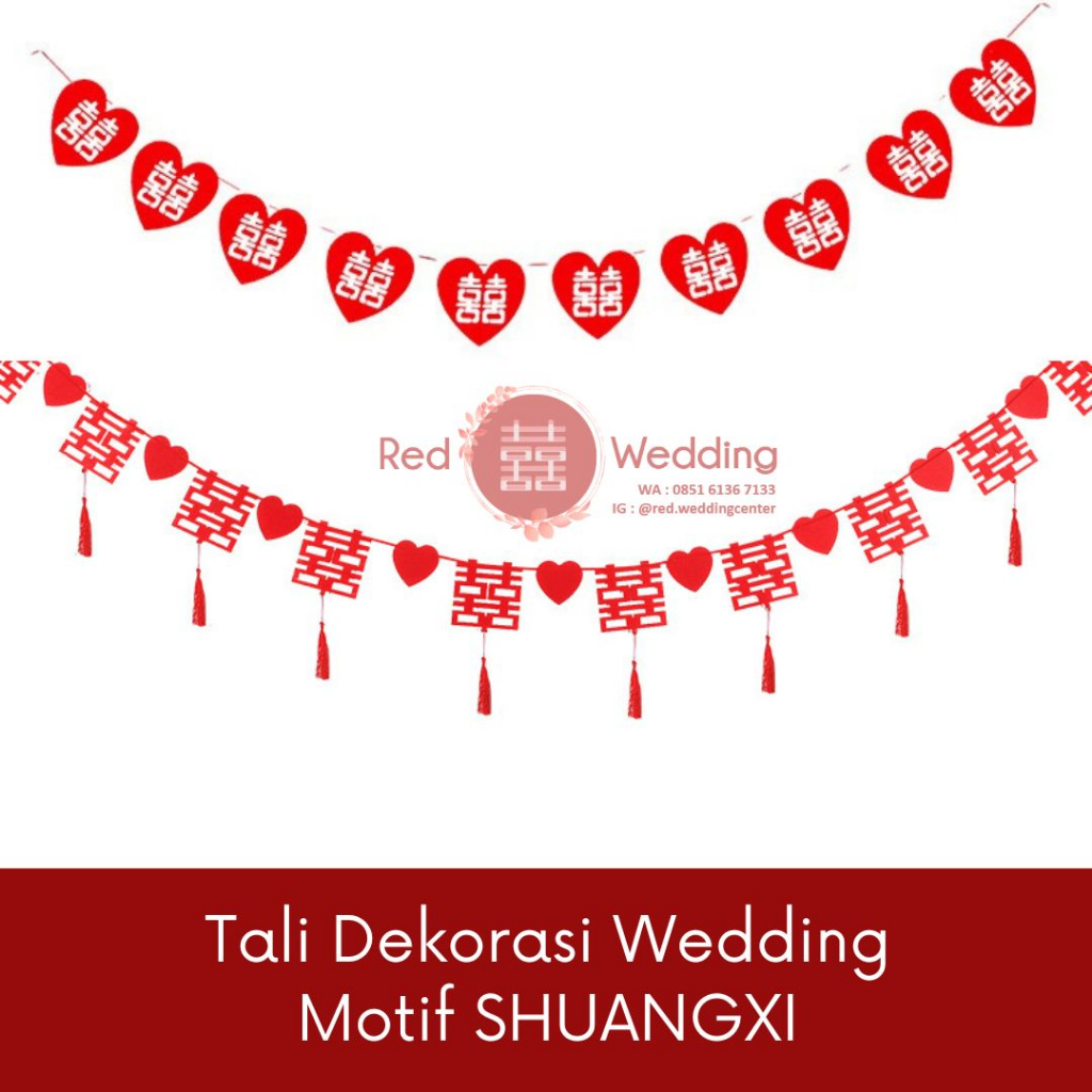 Jual Dekorasi Hiasan Wedding Tali Shuang Xi Rumbai Love Dekor Kamar ...