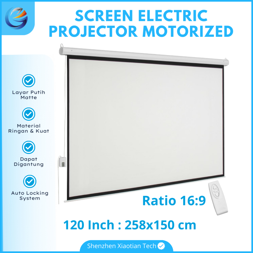Jual Layar Proyektor Motorized 120 Inch 16:9 | Layar Proyektor Elektrik ...