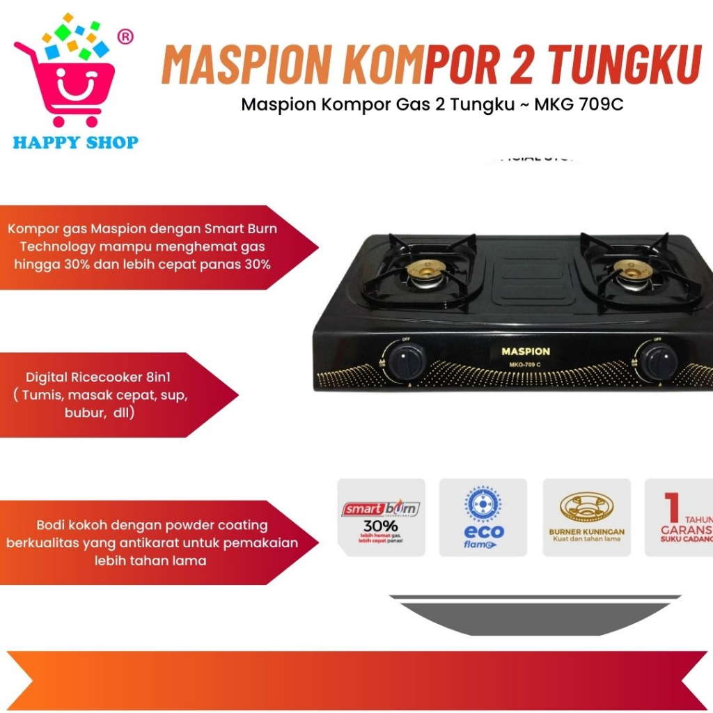 Jual Maspion Kompor Gas 2 Tungku ~ MKG 709C | Shopee Indonesia
