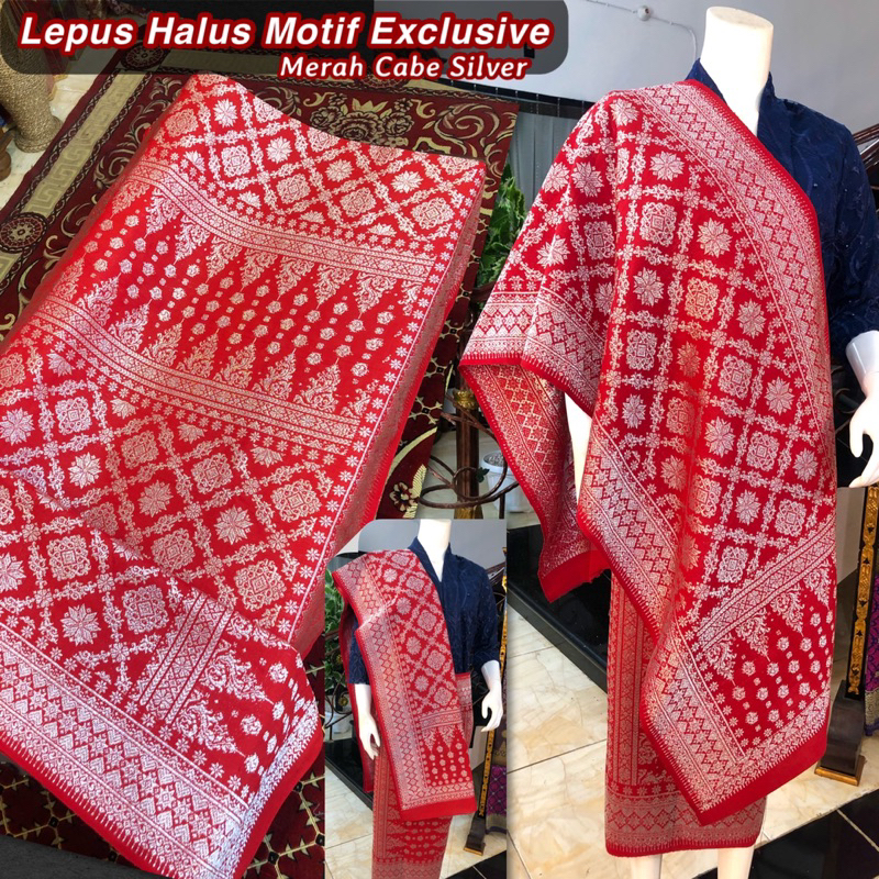 Jual Songket Lepus Halus Gebeng ORI Motif Exclusive /Merah Silver / Songket tenun asli palembang ...