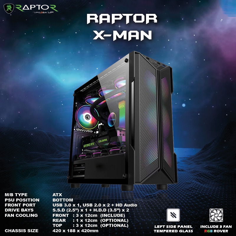 Jual CASING POWER UP GAMING RAPTOR X-MAN | Shopee Indonesia
